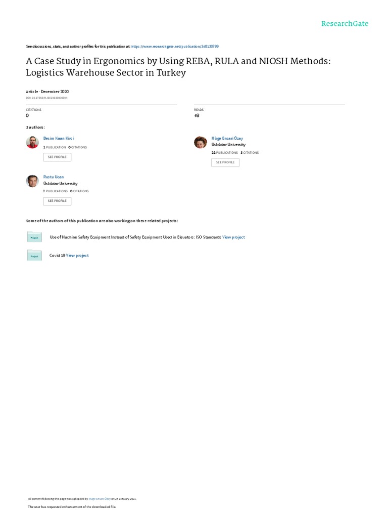 A Case Study in Ergonomics by Using REBA, RULA and NIOSH Methods ...