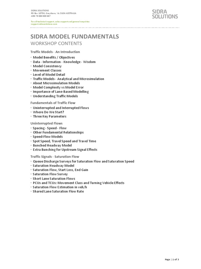 SIDRA Model Fundamentals Workshop | PDF | Transportation Engineering ...