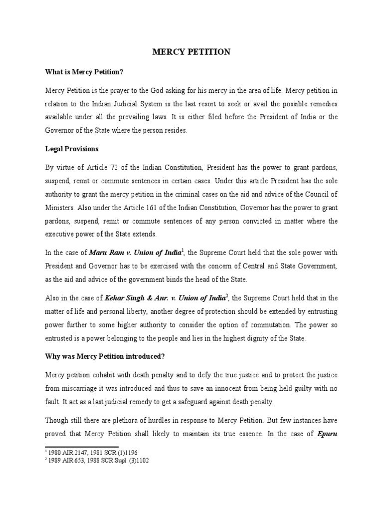 What Is Mercy Petition? | PDF | Pardon | Judiciaries