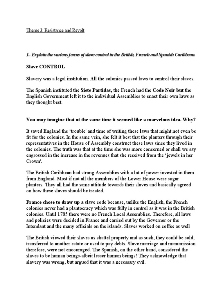 THEME 3 Resistanace and Revolt Complete With Objectives | PDF | Slavery ...