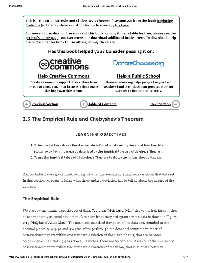 The Empirical Rule and Chebyshev's Theorem Explained | PDF | Standard ...