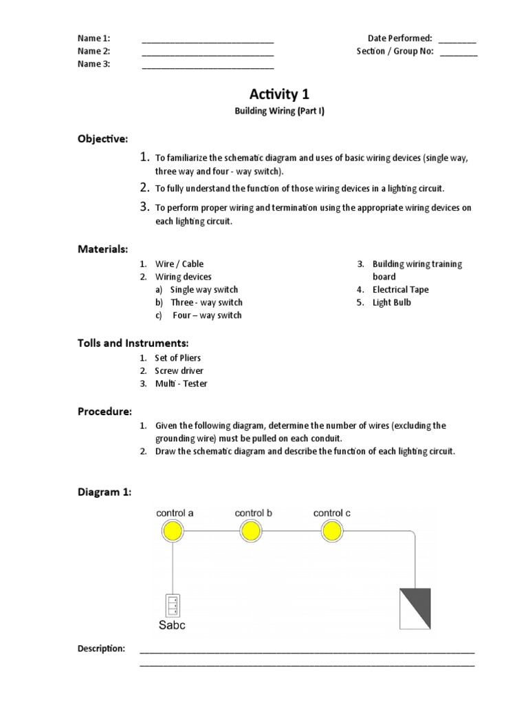 Building Wiring Activity Guide | PDF | Electrical Wiring | Switch