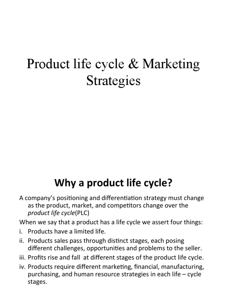 Product Life Cycle Marketing Strategies | PDF | Marketing | Profit ...