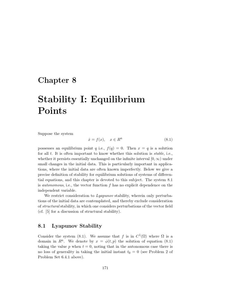 Stability I: Equilibrium Points | PDF | Stability Theory | Eigenvalues And Eigenvectors