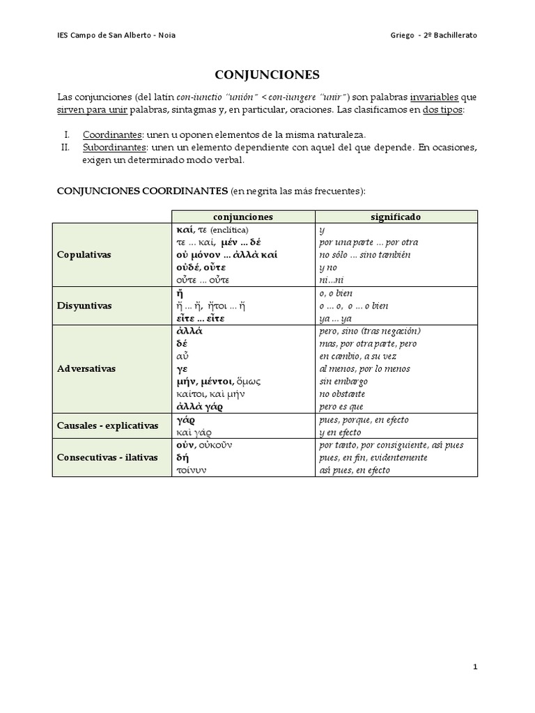 Conjunciones Coordinantes y Subordinantes | PDF | Verbo | Unidades ...