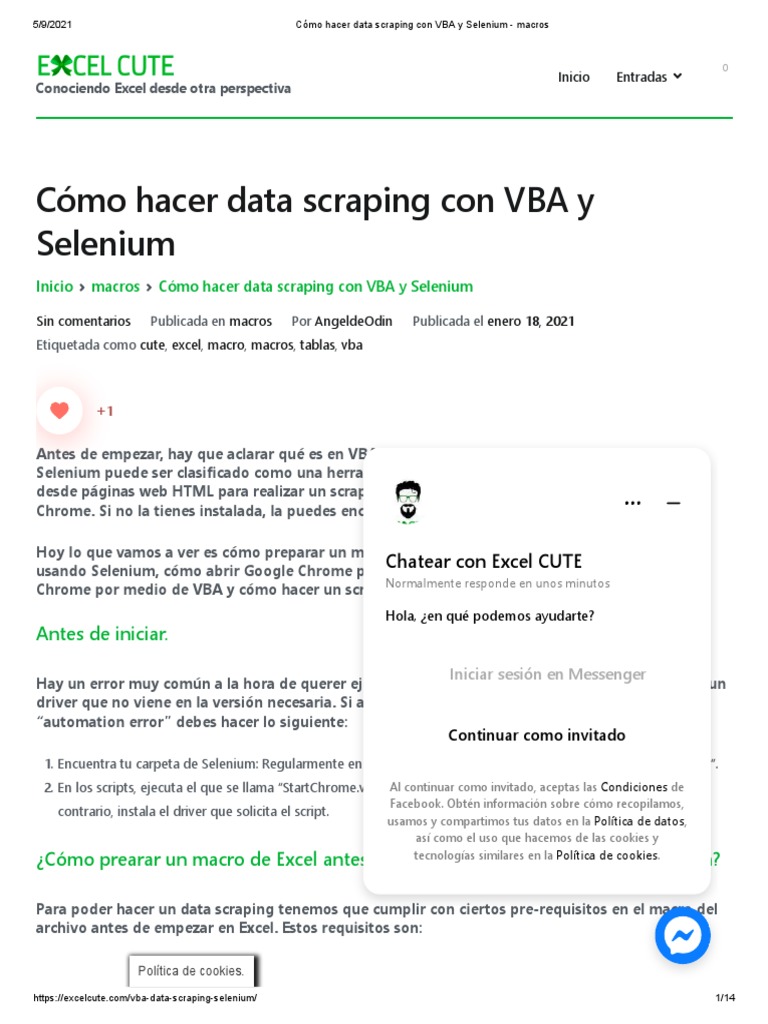 Cómo Hacer Data Scraping Con VBA y Selenium - Macros | PDF | Microsoft Excel | Cookie HTTP