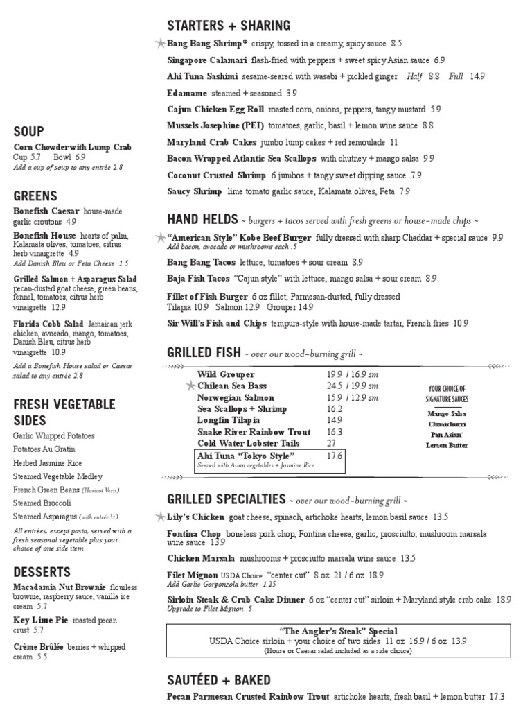 Bonefish Grill | PDF | Salad | Hamburgers
