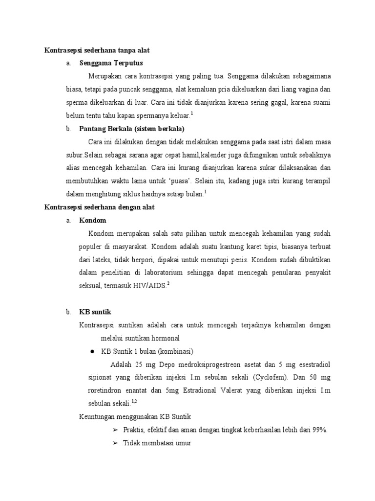 Panduan Kontrasepsi: Metode dan Efektivitas | PDF