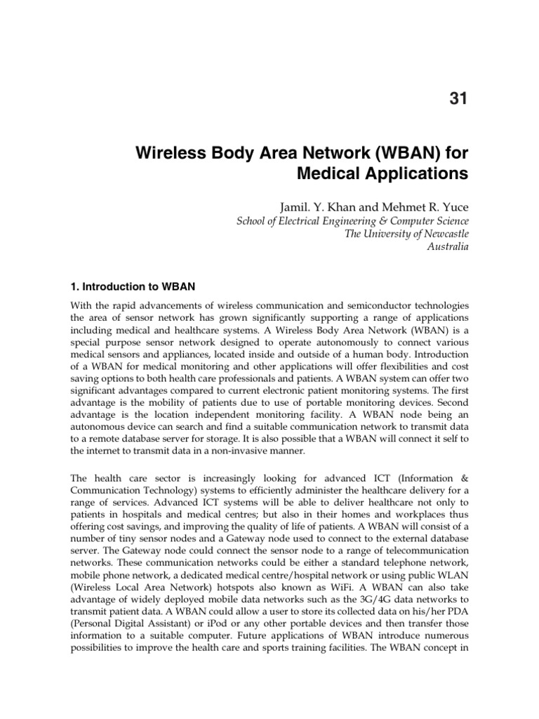 Wireless Body Area Network (Wban) For Medical Applications | PDF