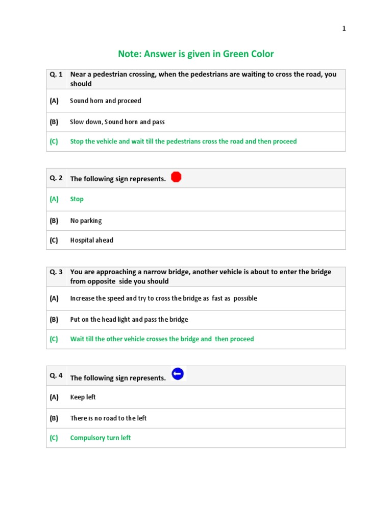 Driving Test-Paper | PDF | Traffic | Road