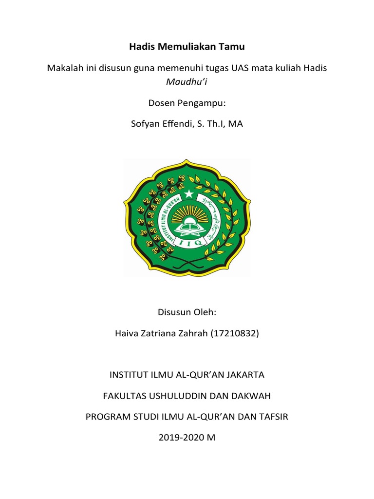 Haiva - Hadis Memuliakan Tamu | PDF