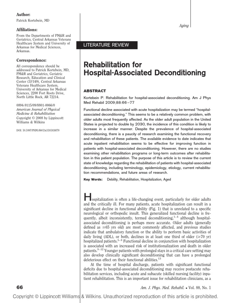Rehabilitation For Hospital Associated Deconditioning | PDF | Physical ...