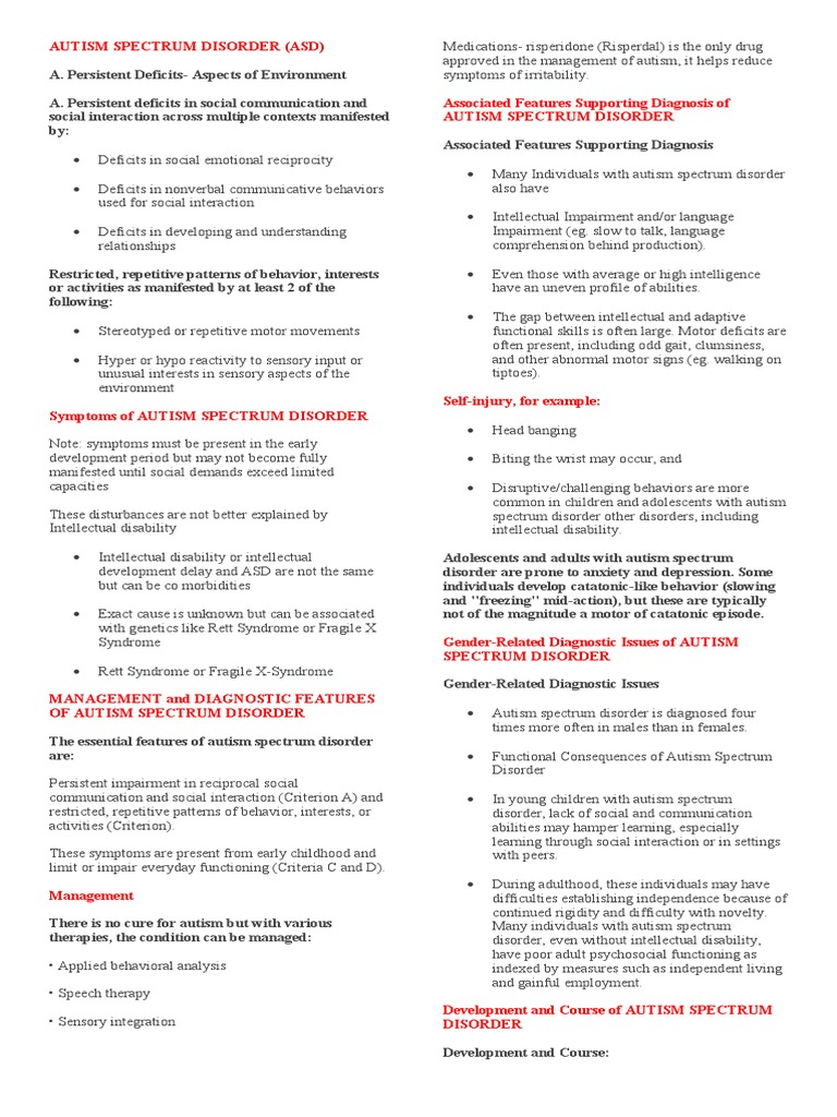Medications for autism spectrum disorder symptoms | PDF | Autism ...
