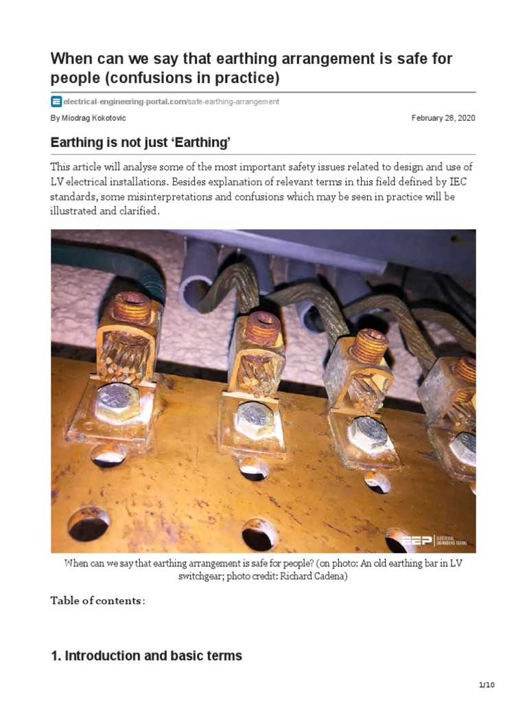 When Can We Say That Earthing Arrangement Is Safe For People Confusions ...