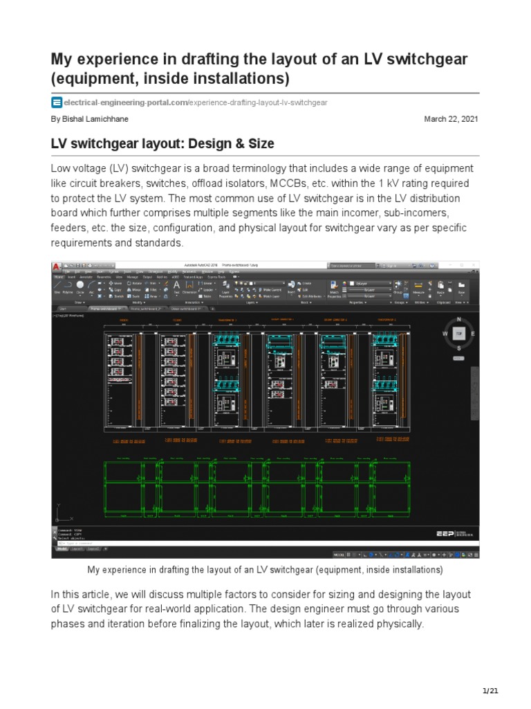 My Experience in Drafting The Layout of An LV Switchgear (Equipment ...