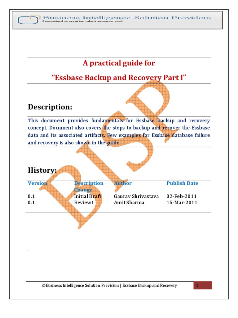 A Practical Guide For Essbase Backup and Recovery | PDF | Backup | Computer File