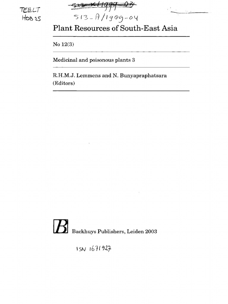 Prosea 12.3 Medicinal and Poisonous Plants 3 | PDF | Conservation ...