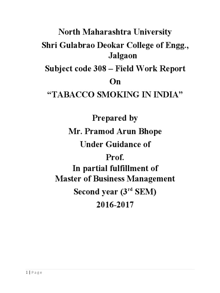 Pramod Arun Bhope | PDF | Tobacco Smoking | Addiction