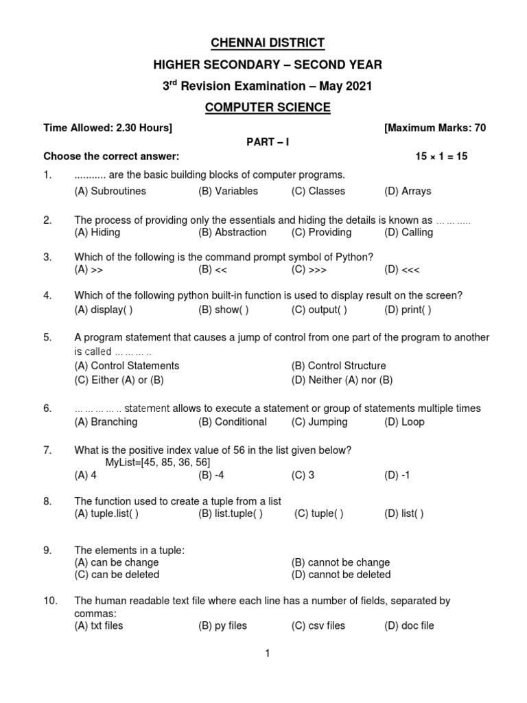 12-CS-EM-Revision 3 | PDF | Subroutine | Control Flow