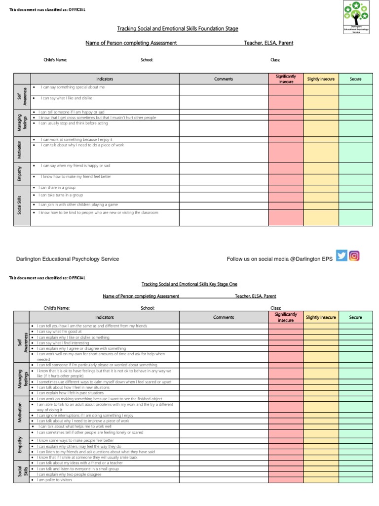Tracking Social and Emotional Skills | PDF | Feeling | Empathy