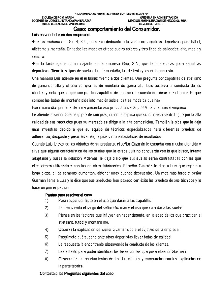 CASO PRACTICO #04 Comportamiento Del Consumidor 2020-II | PDF | Los ...