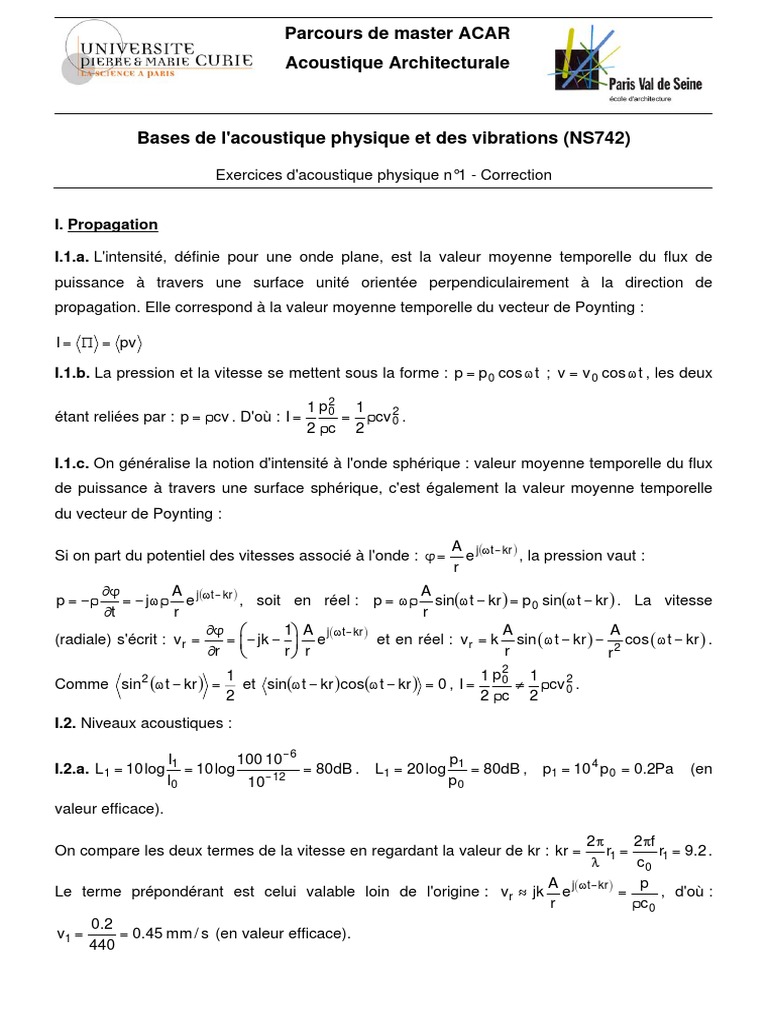 Correction Exo 1 | PDF | Vagues | Puissance (physique)