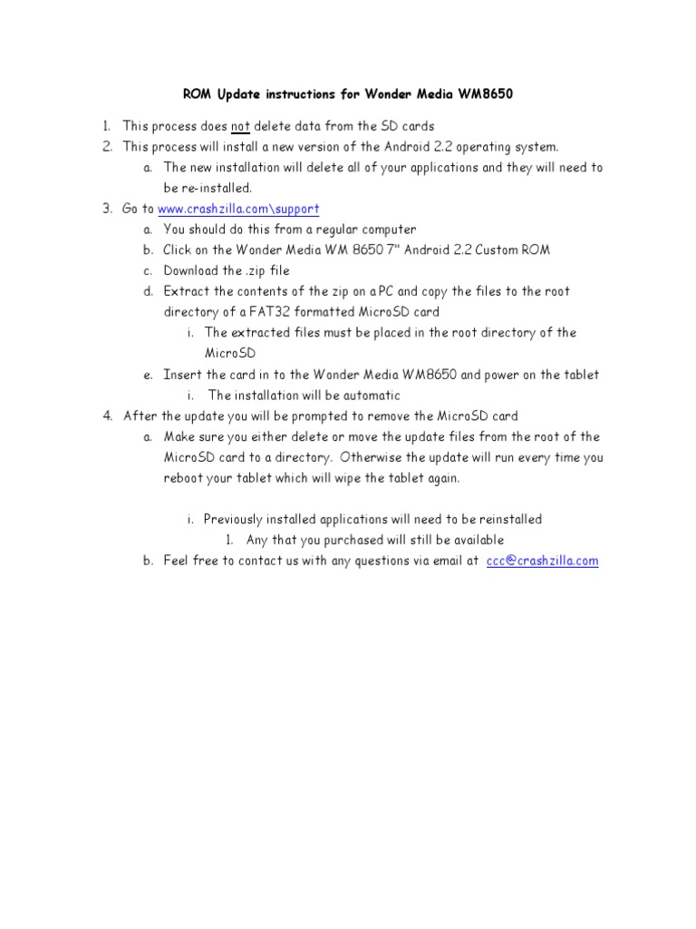 WM8650 ROM Update Guide | PDF | Games & Activities | Computers