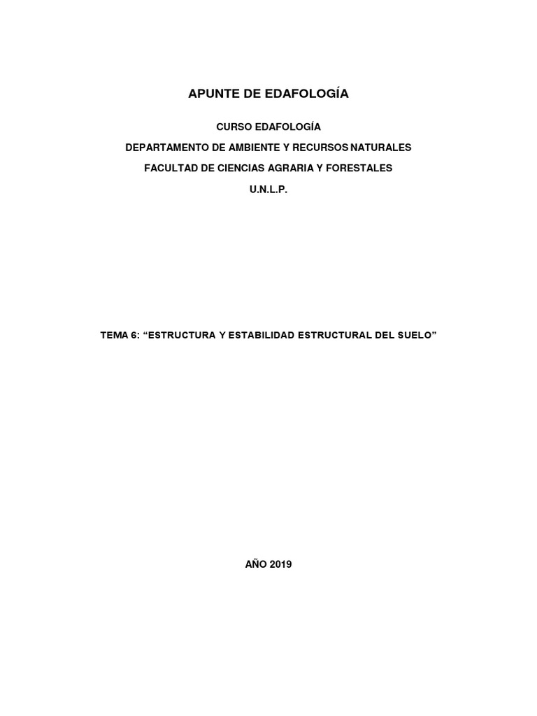 Tema 6 - Estructura y Estabilidad Estructural 26-3-19 | PDF | Arado | Suelo