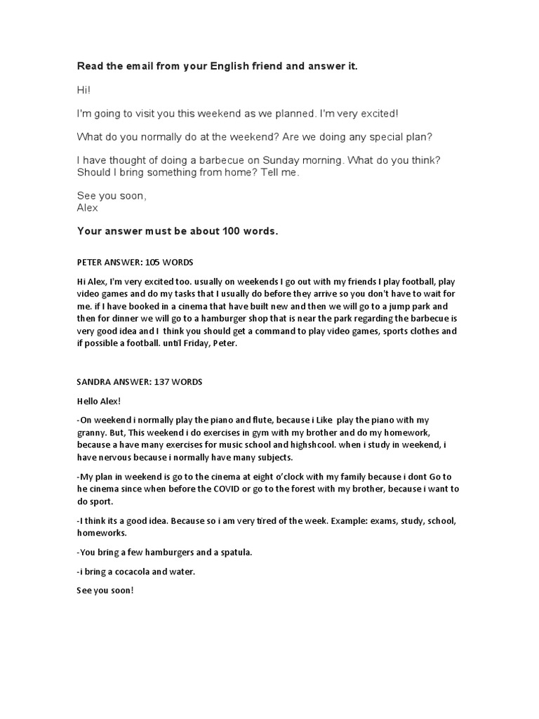 Read The Email From Your English Friend and Answer It | PDF