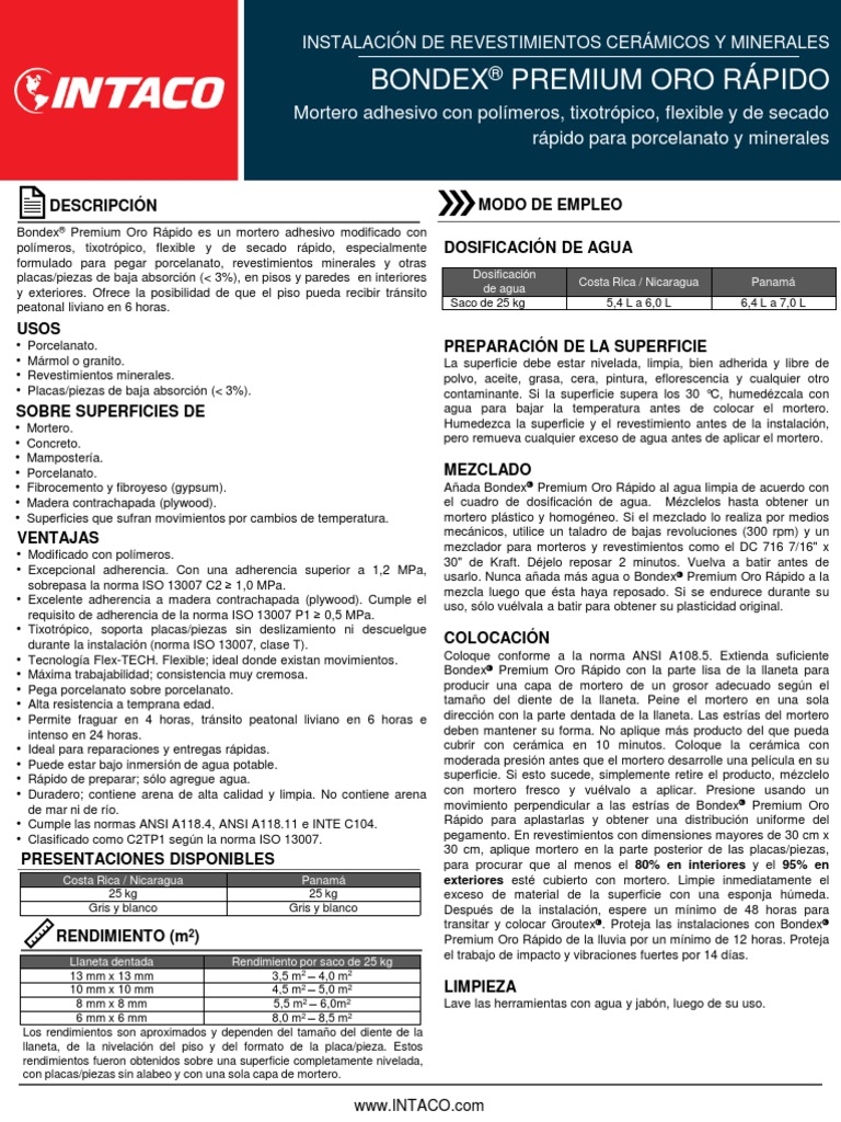 FT Bondex Premium Oro Rapido (Intaco) - 1 | PDF | Madera | Agua