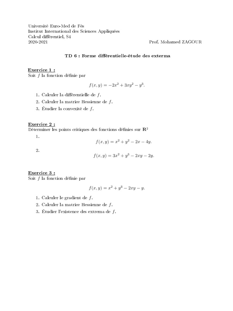TD6 Calcul Diff | PDF