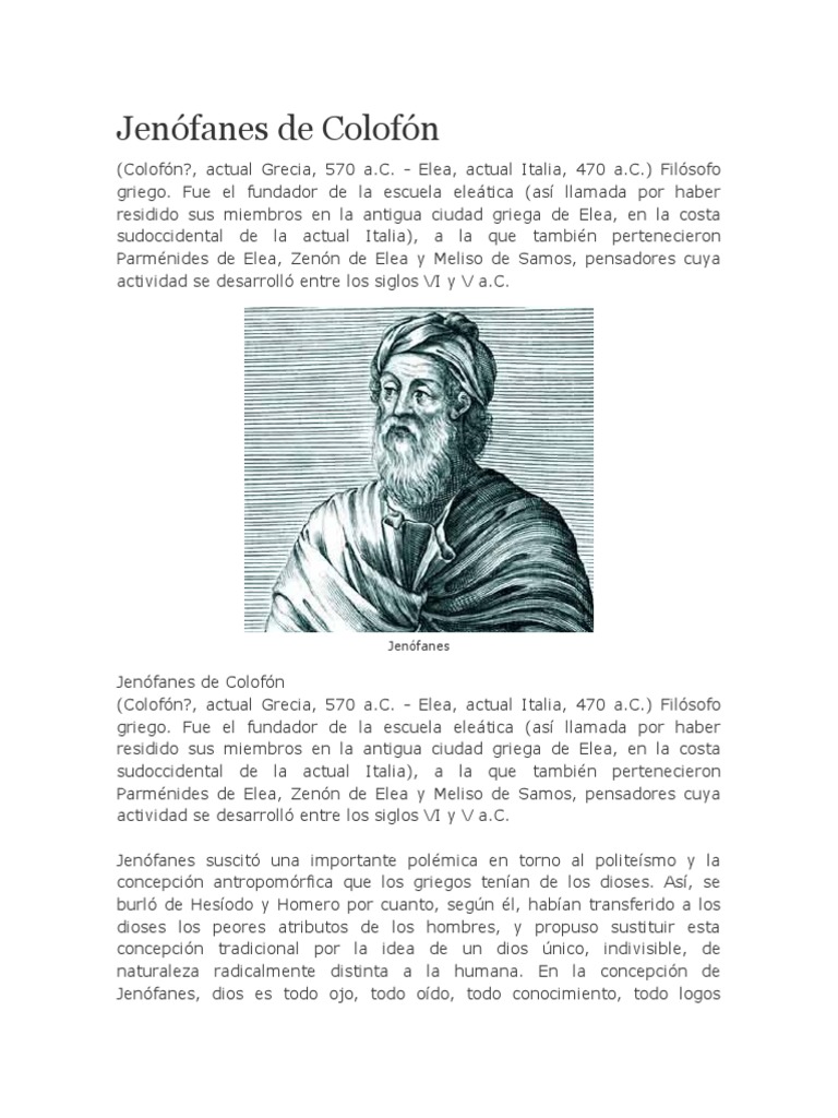 Jenófanes de Colofón | PDF | Science | Ciencia filosófica