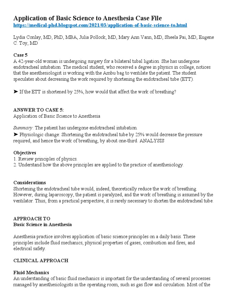 Application of Basic Science To Anesthesia Case File | Download Free ...
