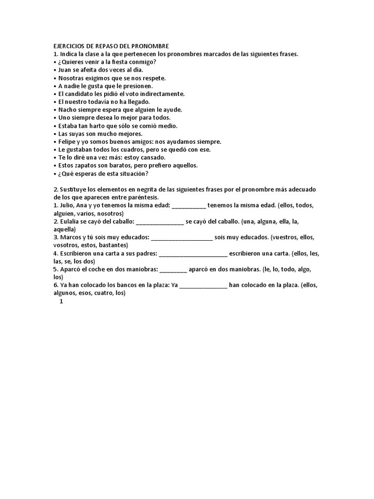 Los Pronombres | PDF