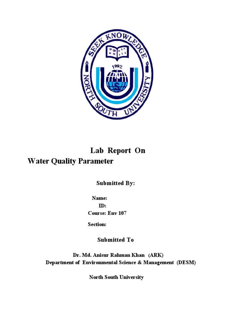 Analysis of Water Quality Parameters: A Lab Report on Measuring Water ...