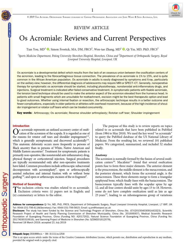 Os Acromiale | PDF | Shoulder | Musculoskeletal System