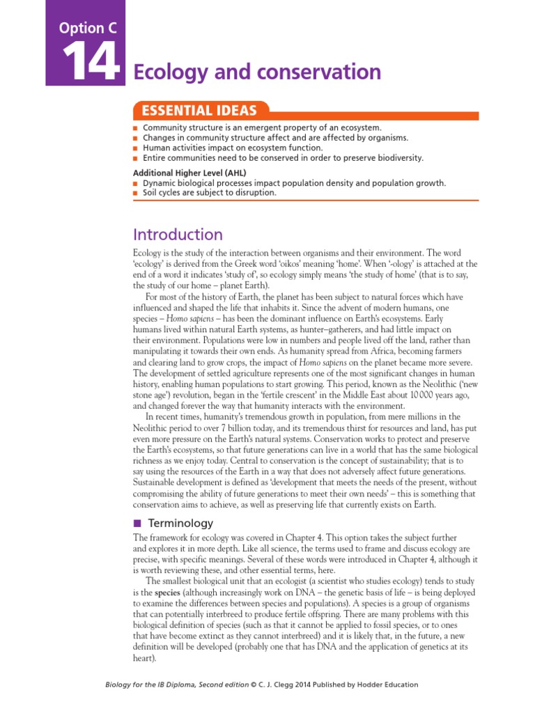 Biology For The IB Diploma - Option C - Ecology and Conservation | PDF ...