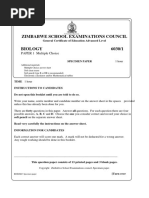 ZIMSEC O Level Combined Science Past Exam Paper 1 Set 2 | PDF ...