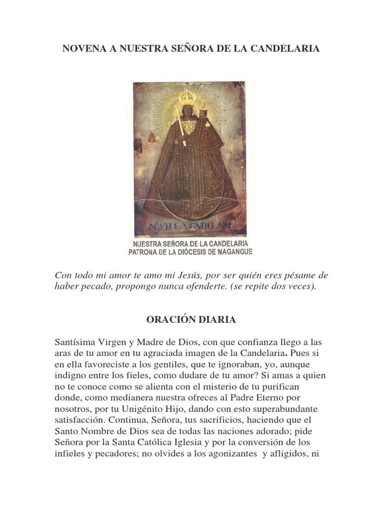 Novena a Nuestra Señora de la Candelaria | PDF | María, madre de Jesús ...