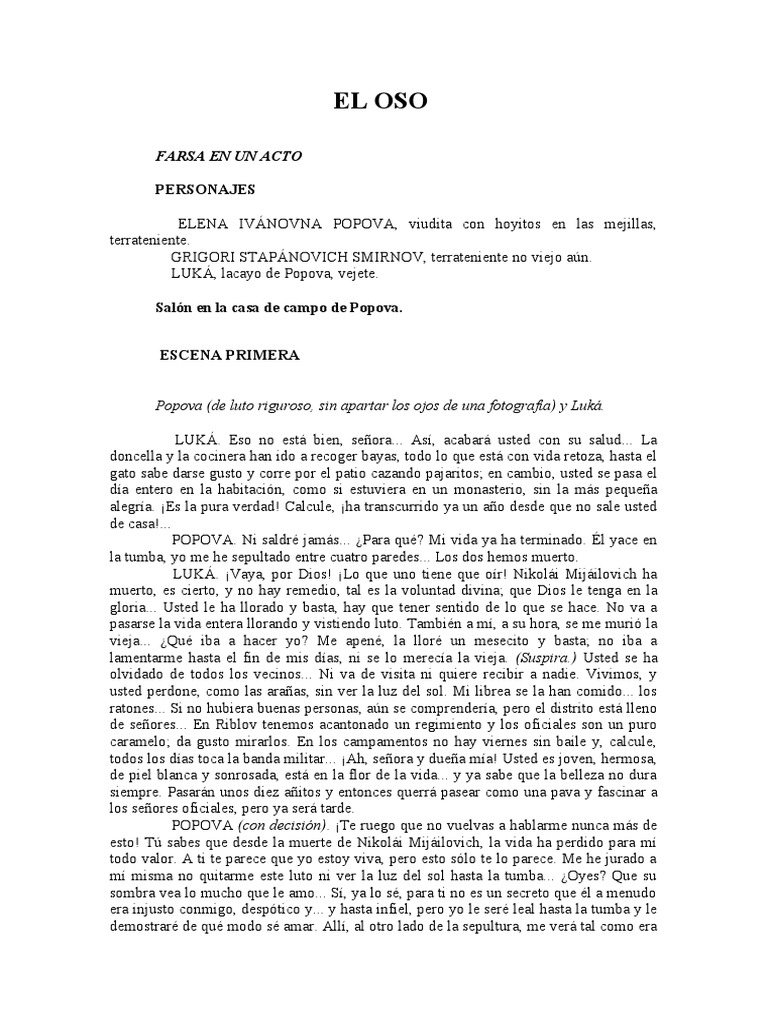 El Oso: Farsa de Chejov | PDF | Amor | Religión y creencia