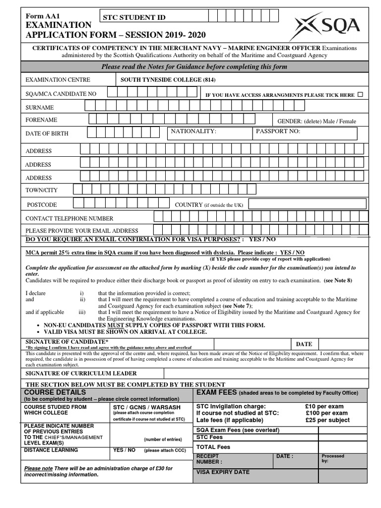 SQA Engine Application Exam Form - AUG 2019 | Download Free PDF | Test ...