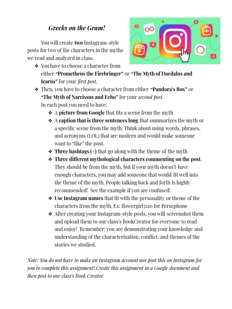 Instagram Myths Assignment Guide | PDF | Hades | Persephone
