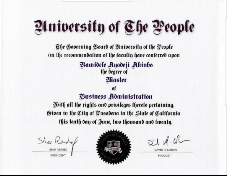 UoPeople Certificate | PDF