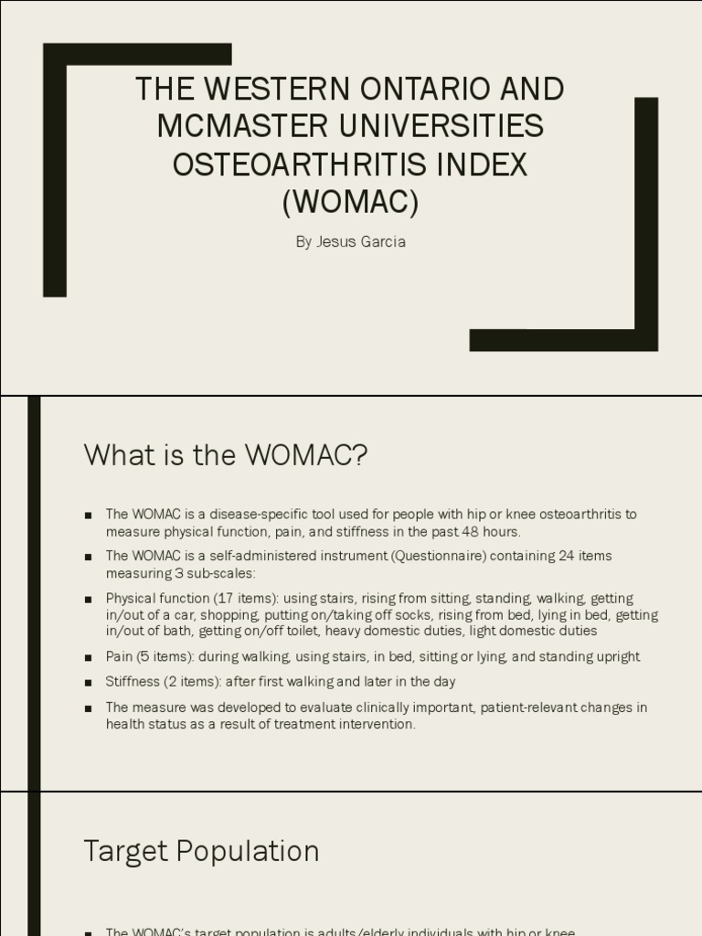 Mid-Term Presentation Womac PDF | PDF | Medicine | Diseases And Disorders