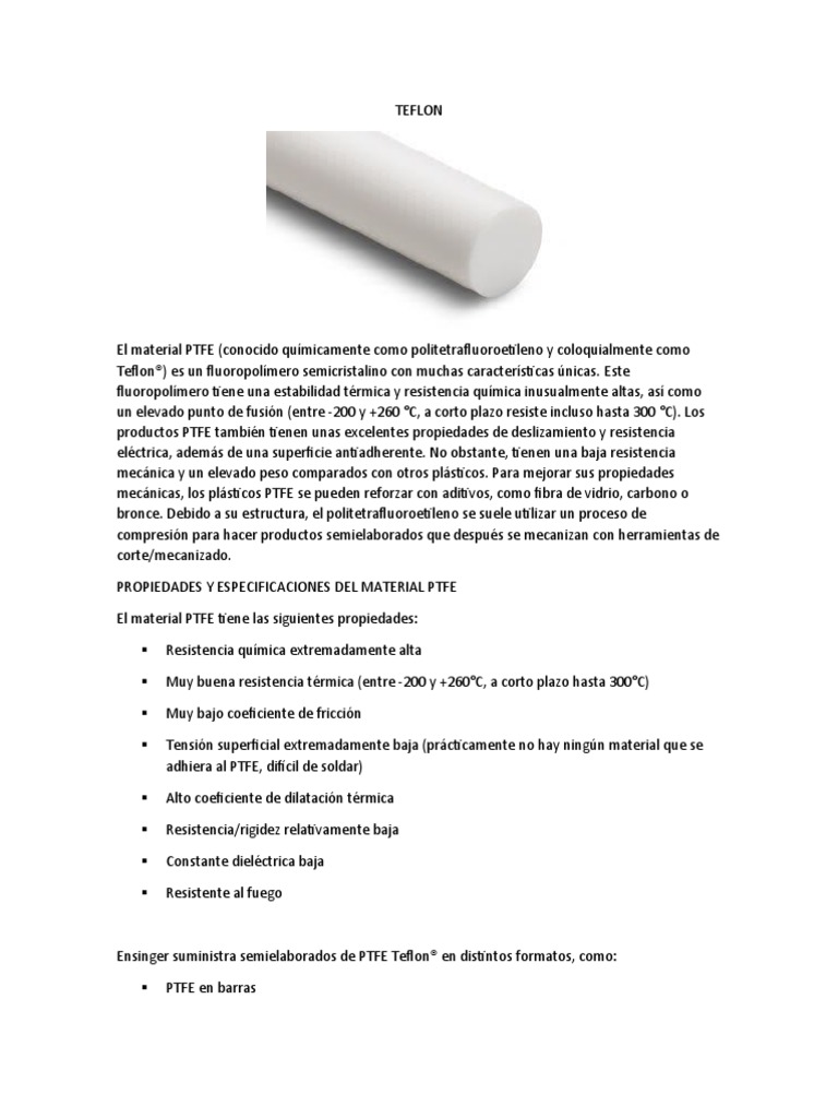 TEFLON | PDF | Nylon | Polímeros orgánicos
