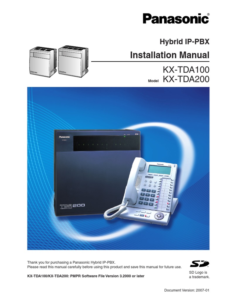 Installation Manual: KX-TDA100 KX-TDA200 | PDF | Radio ...