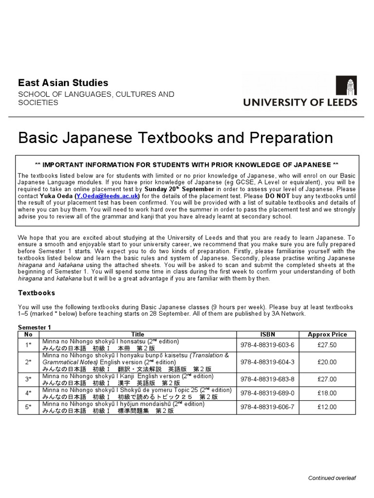 Basic Japanese Textbooks and Preparation 2020 | PDF | Japanese Language ...