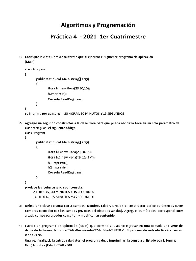 Practica 4 Pdf Constructor Programación Orientada A Objetos Programación 