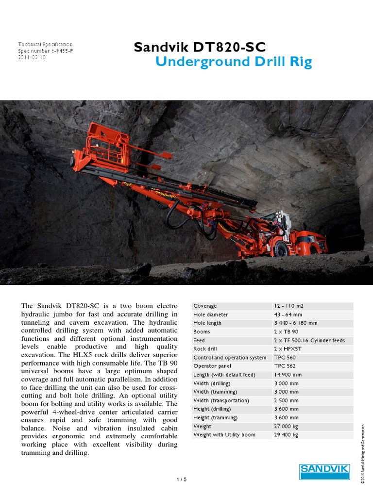 Especificaciones DT820 | PDF | Drilling | Drilling Rig
