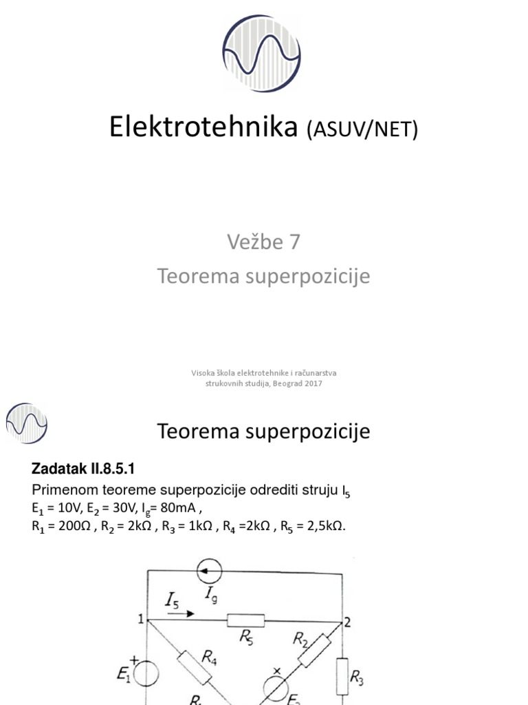 Elektrotehnika (RT, NET) Auditorne Vezbe 7 | PDF